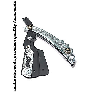 Quality Special Edition Silver Design Unisex Straight Edge Folding Razor Knife