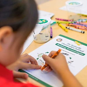 Insect Lore - Butterfly Growing Kit - Clear Front Facing Viewing Panel - Pre-Paid Voucher to Redeem Caterpillars Later – Life Science & STEM Education – Butterfly Science Kit