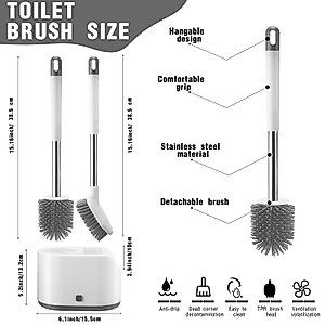 Tioncy 3-Piece Silicone Toilet Brush Set with Ventilated Holder, White