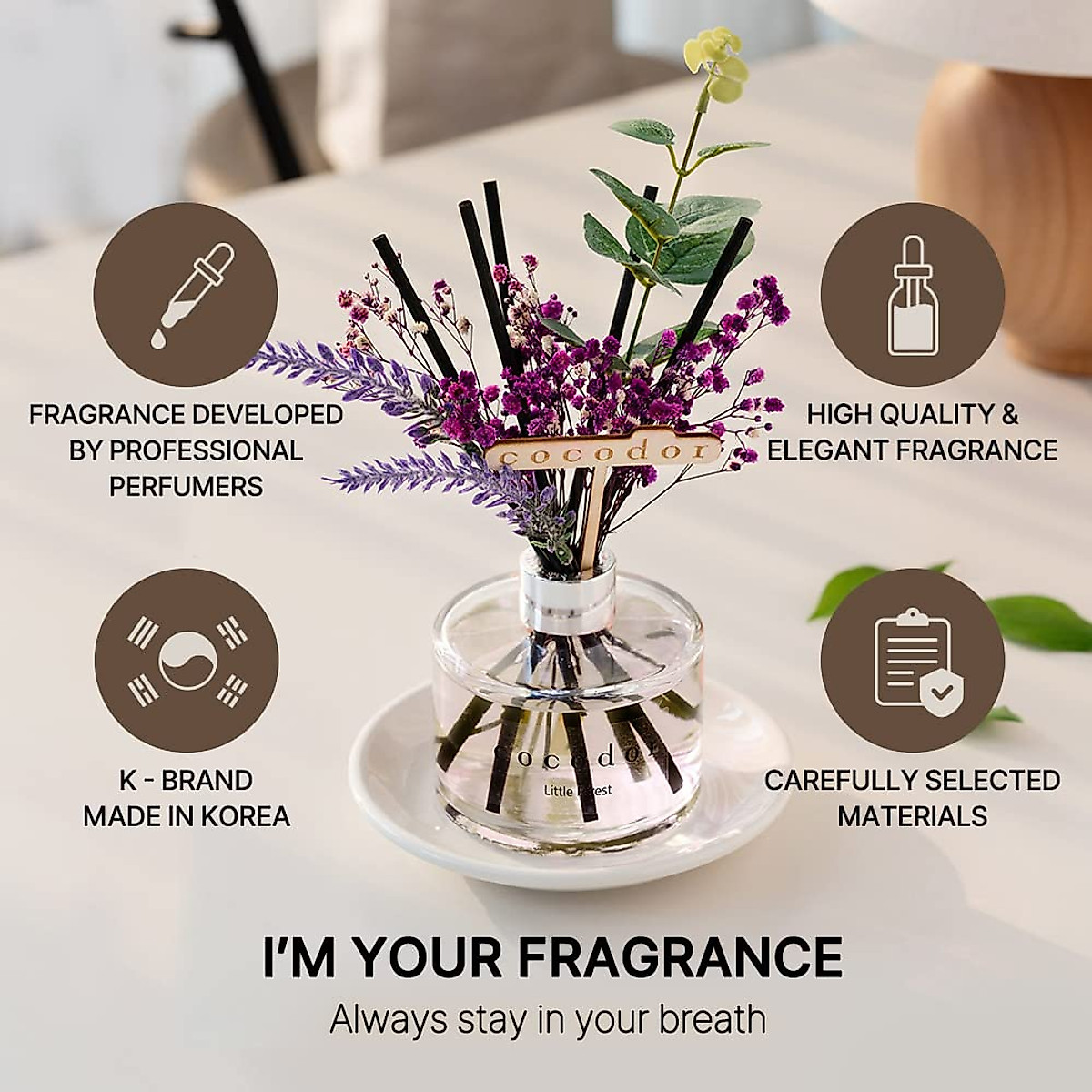 COCODOR Lavender Reed Diffuser/Garden Lavender / 6.7oz(200ml) / 1 Pack/Home Decor & Office Decor, Fragrance and Gifts