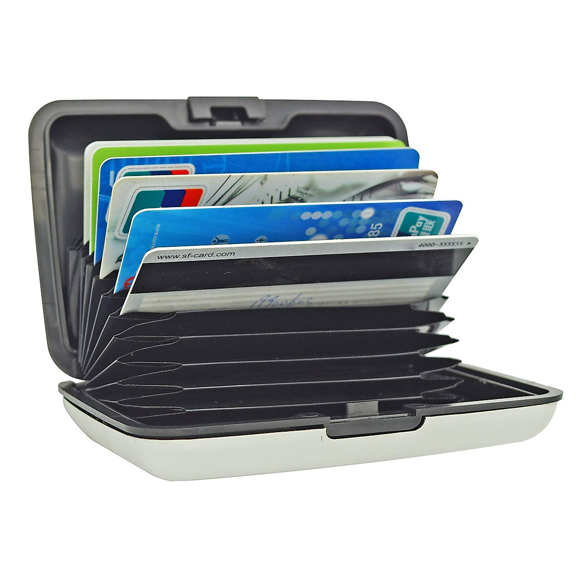 UTRAX unisex-adult 12 Slots Metal Cards Wallet Multi Pockets Aluminum Purse Credit Card Organizing Hard Case Holder for RFID Scan Protection, Lightweight (SILVER)