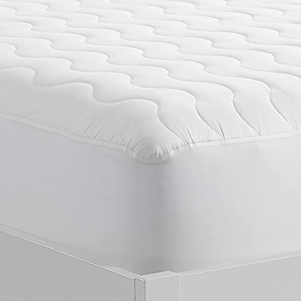 Serta Air Dry Basic Microfiber Fill Cooling Fitted Mattress Pad Cover, King, White