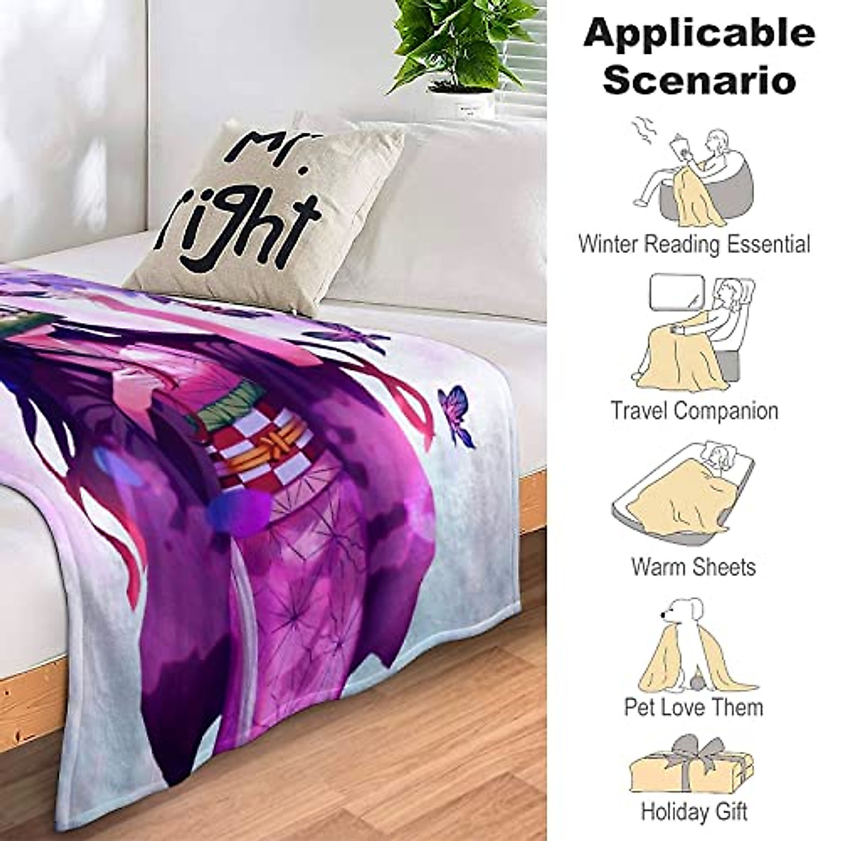 Anime Blanket Ultra Soft Flannel Fleece Cartoon Throw Blankets Home Decor Bedding Couch Sofa for Kids Adults Gift 50"X40"