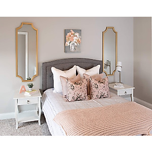 Kate and Laurel Hogan Wood Framed Full-Length Wall Mirror with Scallop Corners, 18x48 Inches, Gold