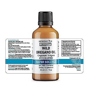 AROMAVITA Oregavit Water Soluble Wild Oregano Oil–Digestive, Immune Support, Respiratory Health, Natural Vegan Dietary Supplement–Mouthwash, for Healthy Gums-Soothe Sore Throats and Boost Immunity
