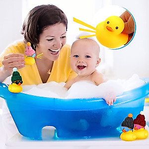 Chivao 12 Pcs Mini Rubber Ducks with Sunglasses/ Glasses and Hats/ Necklace, Cruise Rubber Ducks in Bulk Valentine‘s Day Gift Small Bathtub Toy for Hiding Party Favor(Lovely Style,Yellow)