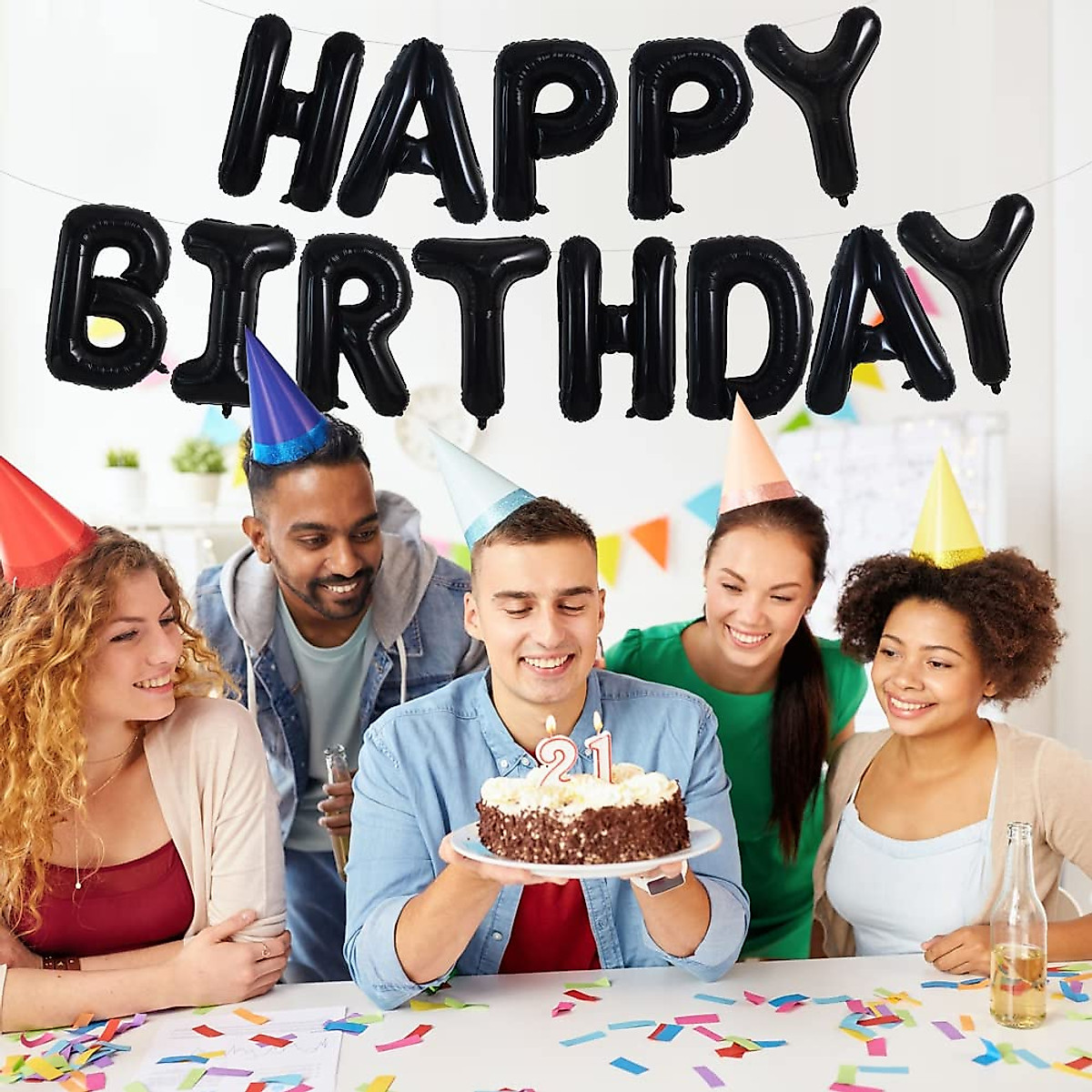 TONIFUL 52 Pieces 16 Inch Black Letter A-Z Balloons,Custom Phrase Mylar Foil Alphabet Letter DIY Personalized Phrase Banner for Birthday Anniversary Celebration Graduation Party Supplies Decoration