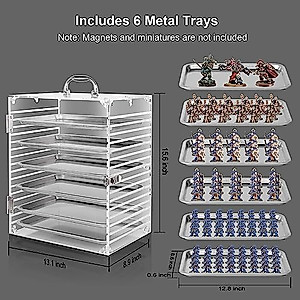 Famard Miniature Carrying Case for Collectibles Miniatures Storage, Clear Acrylic Action Figure Display Case with Protective Door Compatible with Warhammer 40k,DND&More