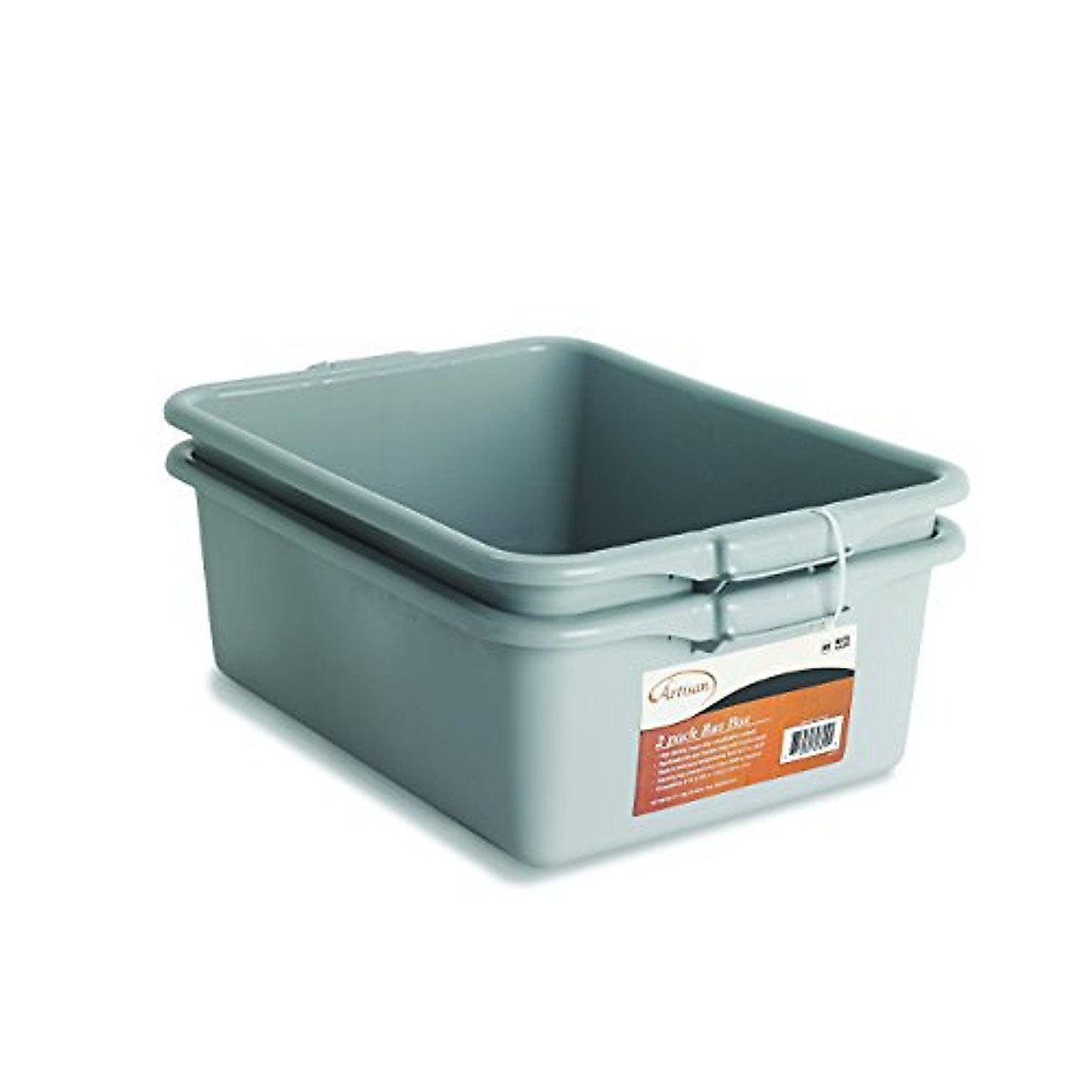 Artisan Utility Bus Box and Storage Bin with Handles, 2-Pack, Gray, 15.5" x 21" x 7"