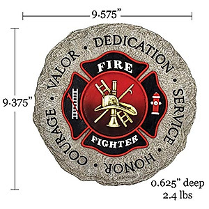 Spoontiques Firefighter Stepping Stone - Garden Décor - Decorative Stone for Patio Home Lawn and Yard