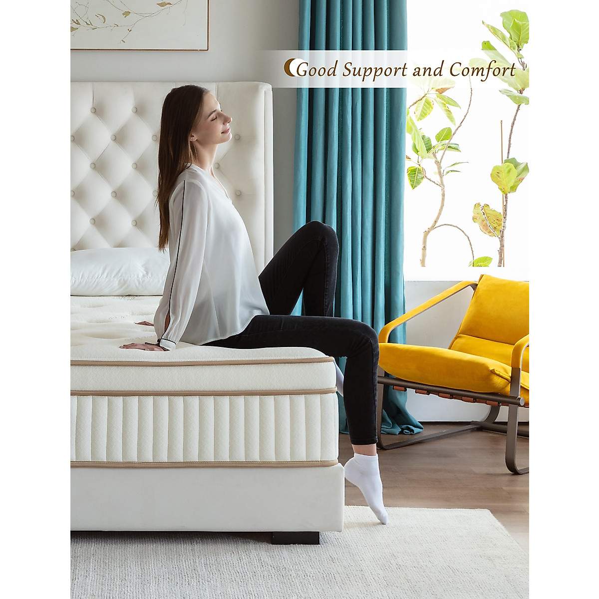 SURLUNKEYS Gel Foam Hybrid Mattress - Euro Top 14 Inch Cal King Mattress with Pocket Spring for Motion Isolating, Medium Firm Mattress in a Box, 120-night Trial