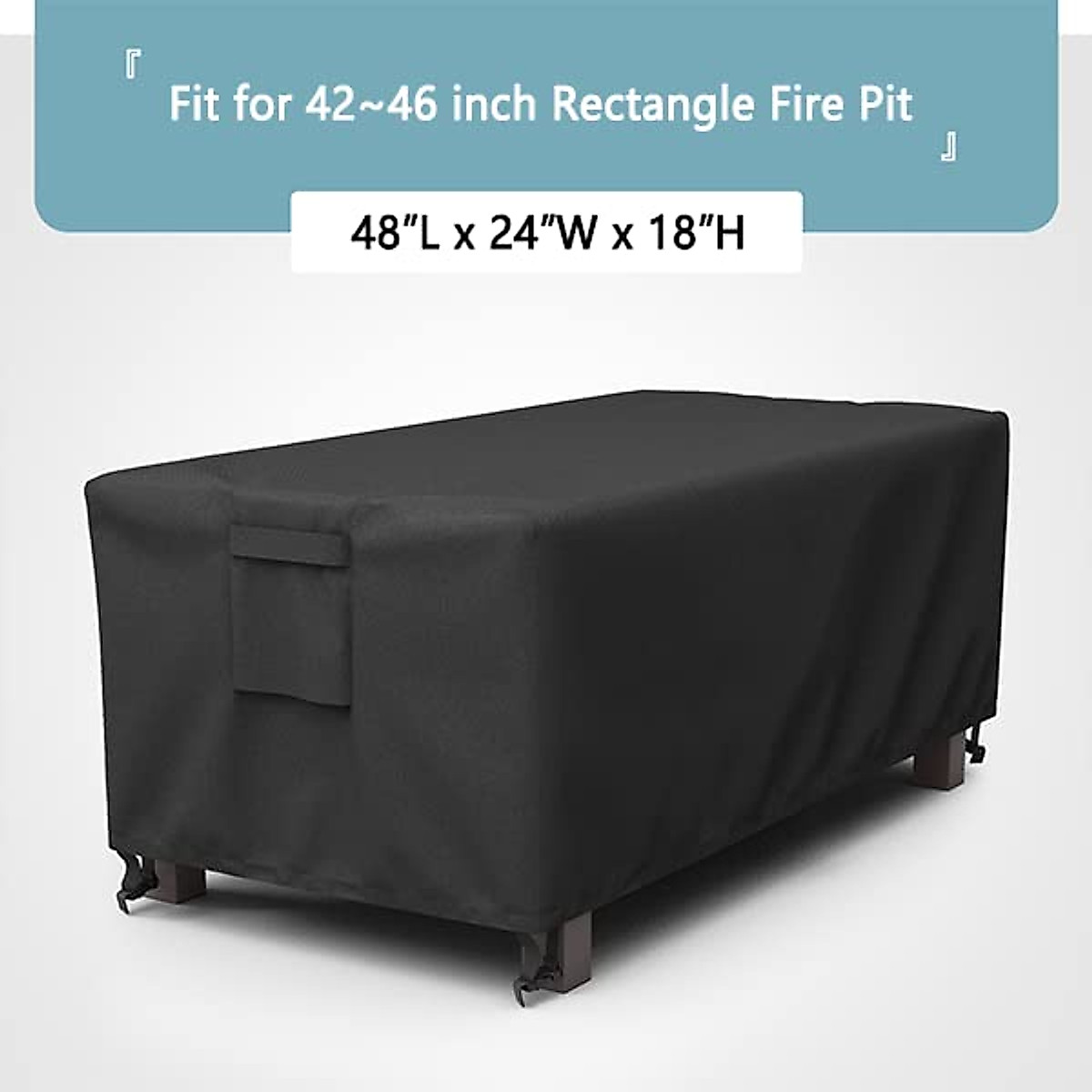 SHINESTAR Fire Pit Cover for 42-48" Fire Pit Table, Patio Furniture Cover Fits Coffee Table Rectangular, 48Lx 24W x 18H Inches, Heavy Duty Waterproof, Anti-UV & Rip-Resistant