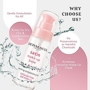 Dermacol - Satin Makeup Base, Matte Face Primer for Wrinkles and Pores, Transparent Makeup Primer for Oily Skin & Dry and Combination Skin, Easy to Blend Pore Filling Primer, No Preservatives, 30 mL