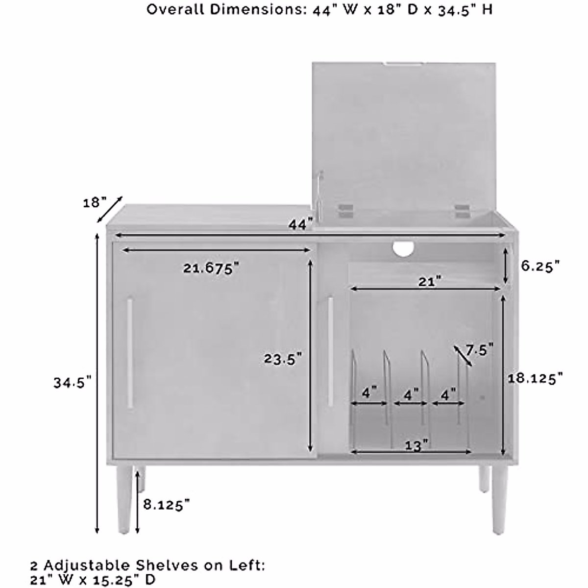 Crosley Furniture Everett Media Console and Record Player Stand with Storage for Vinyl Records, Mahogany