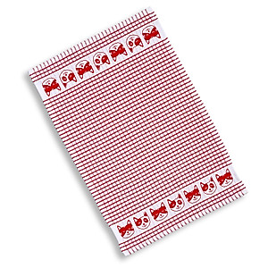 Cackleberry Home Cat Faces Terrycloth Kitchen Towels Windowpane Check Fabric, Set of 4 (Assorted)