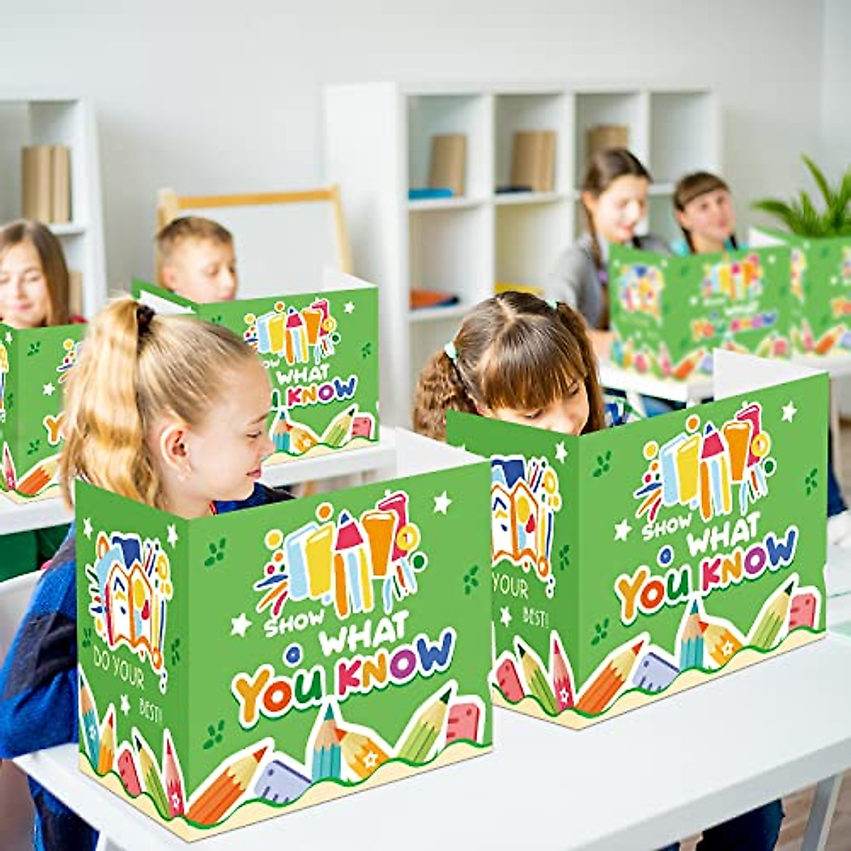 12 Pcs Privacy Boards Classroom Privacy Screen Bright Colored Desk Privacy Panel Classroom Desk Dividers for Students Privacy Folders for School Teacher Student Study Test Office Supplies (Fresh)
