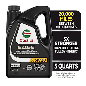 Castrol EDGE 5W-30 Advanced Full Synthetic Motor Oil, 5 Quarts