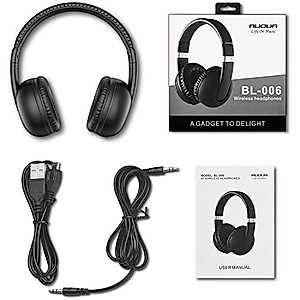 AUOUA Bluetooth Headphones Wireless Over-Ear Headset, Hi-Fi Stereo, Soft Foam Earmuffs, Wireless Headphone with Mic for Home Office Travel Black(BL006)