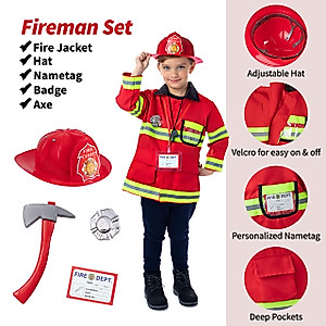 Born Toys Premium 16pcs Costume Dress up Set for Kids Ages 3-7 Fireman,Police Costume, and Doctor All Sets are Washable and Have Accessories