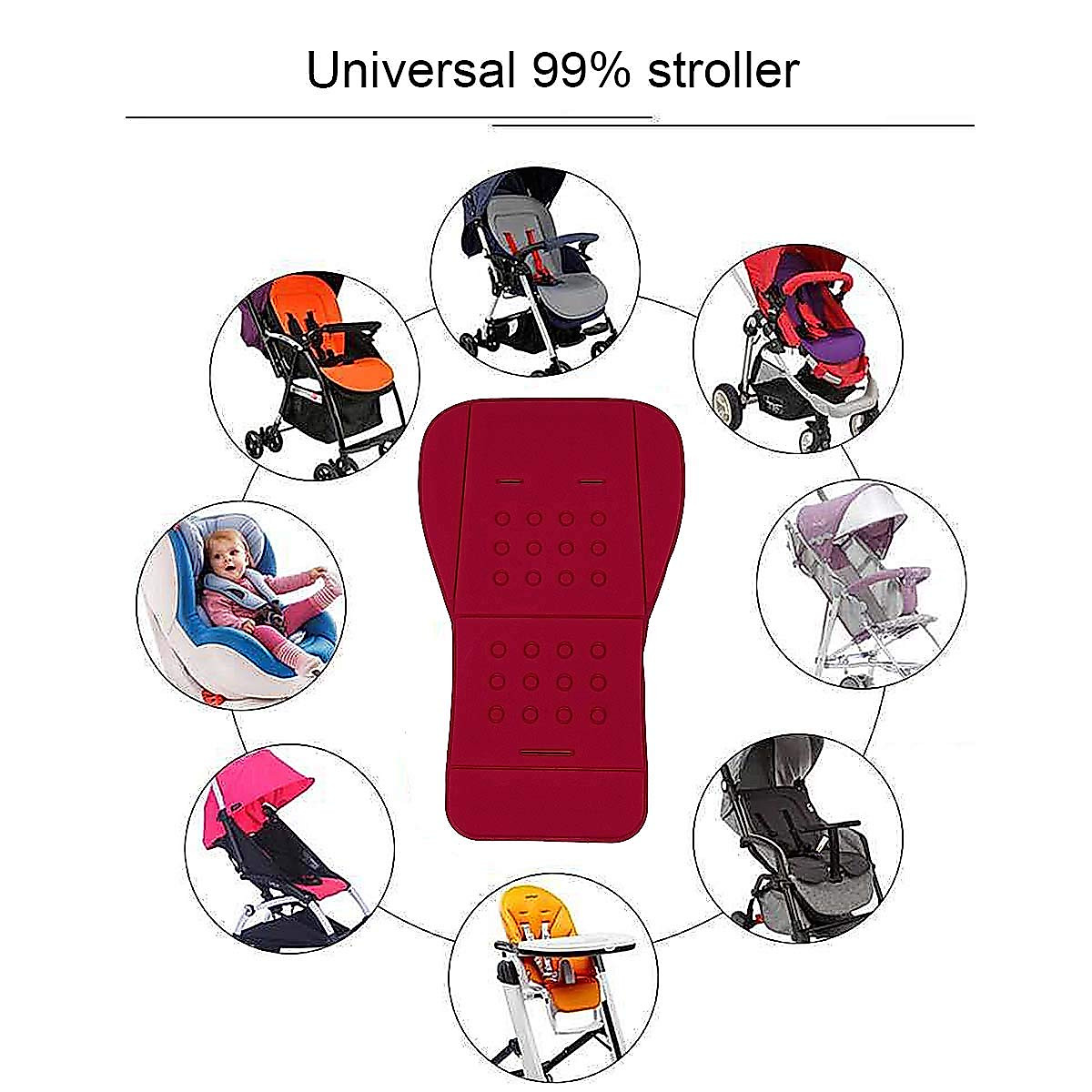Stroller Cushion, Baby Stroller/Car Seat Liners Pad Cover Foam Cotton Cushion (Red)