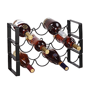 WiCCI 3 Tier Stackable Wine Rack 12 Bottles Metal Wine Rack，Perfect Wine Gifts and Accessories for Wine Lovers