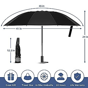 VOUUY 2-Pack Travel Umbrella, Unbreakable 10 RIBS Umbrella, Windproof Umbrellas for Rain & Sun, Automatic, Foldable Reverse Rain Umbrella for Women Men