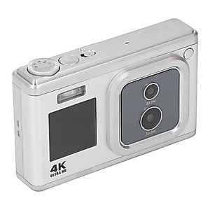 Compact Digital Camera, Autofocus 50MP and 30MP Digital Camera Built in Flash for Vlog (Silver)