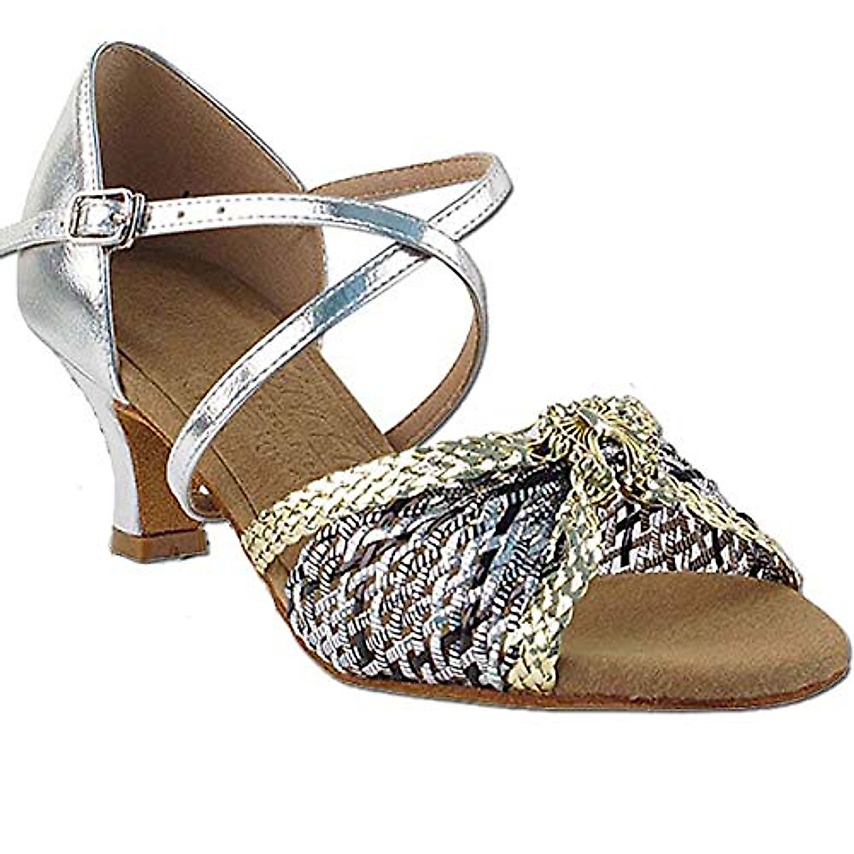 Women's Ballroom Dance Shoes Salsa Latin Practice Dance Shoes Gold & Silver Braid S92309EB Comfortable - Very Fine 2" Heel 9 M US [Bundle of 5]