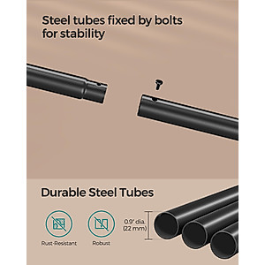 SONGMICS Clothes Rack with Wheels, Double-Rod Clothing Rack for Hanging Clothes, 38.8 Inches Garment Rack with Shelf, Loads up to 220 lb, for Bedroom, Closet, Rustic Brown and Ink Black UHSR152B01