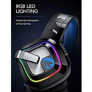 ZIUMIER Gaming Headset PS4 Headset, Xbox One Headset with Noise Canceling Mic and RGB Light, PC Headset with Stereo Surround Sound, Over-Ear Headphones for PC, PS4, PS5, Xbox One, Laptop