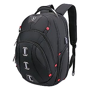 Swissdigital Pixel Travel Laptop Backpack-Laptops Backpack with USB Charging Port Smart Bag with RFID for Men & Women School Computer Bags Fits 15.6" Laptop and Notebook, Black SD-857