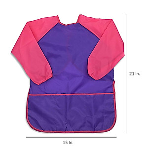 Smocks For Kids - 2 Pack Kids Smock, Toddler Smock, Water Resistant Washable Eco Friendly Long Sleeve Painting Aprons with Pockets for Arts, Crafts, Painting, School, Projects, DIY, Children Ages 2 -7