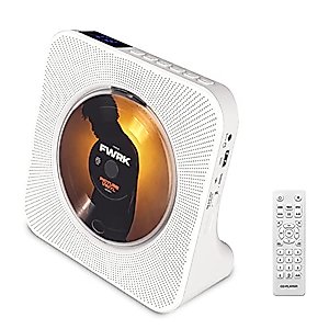 Desktop Vertical CD Player with Speakers HiFi, Portable CD Players for Home, Kpop CD Player Bluetooth, IR Remote Control, LED Screen, FM Radio, U Disk, AUX Port, Compatible Formats, Wired, White, Gift