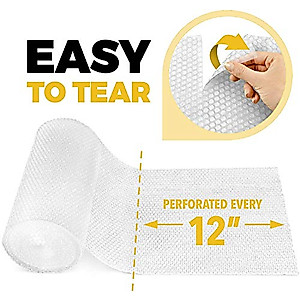 4 Rolls bubble cushioning wrap 12 inch x 175 feet perforated every 12” ideal for shipping, packing, & moving