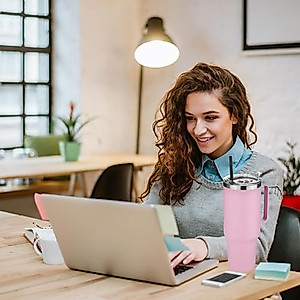 Yoteci 40 oz Stainless Steel Tumbler with Handle and Straw, Insulated Design, Leak-Proof and Straw Lids, Reusable Travel Mug, Coffee Cup, Dishwasher Safe, Keeps Drinks Hot or Cold