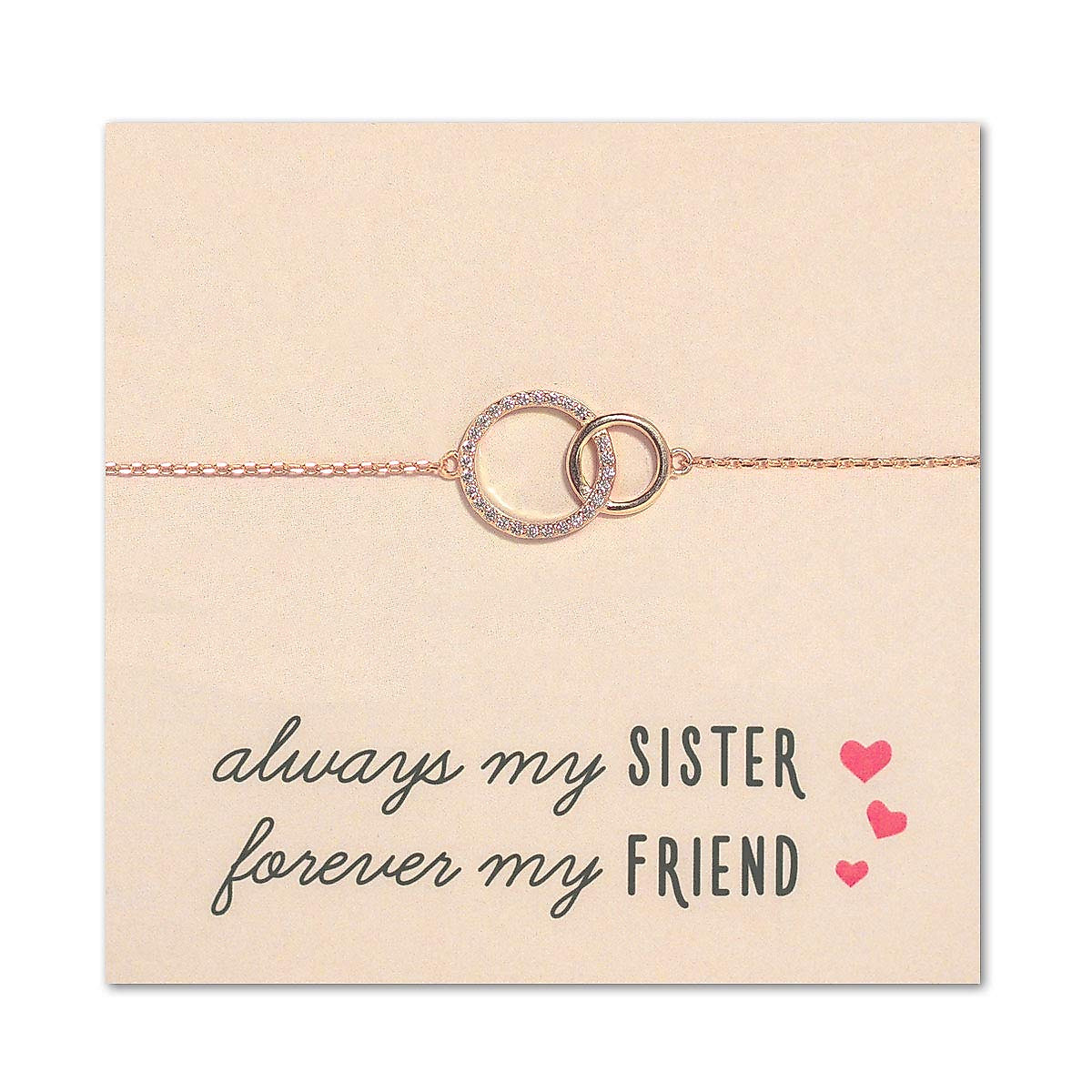 A+O Sister Bracelet Gift- Interlocking Circle Bracelet in Rose Gold Vermeil