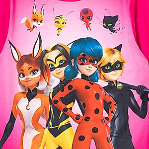 Miraculous Cat Noir Ladybug Rena Rouge Little Girls Pajama Shirt Pants Pink/Black 7-8