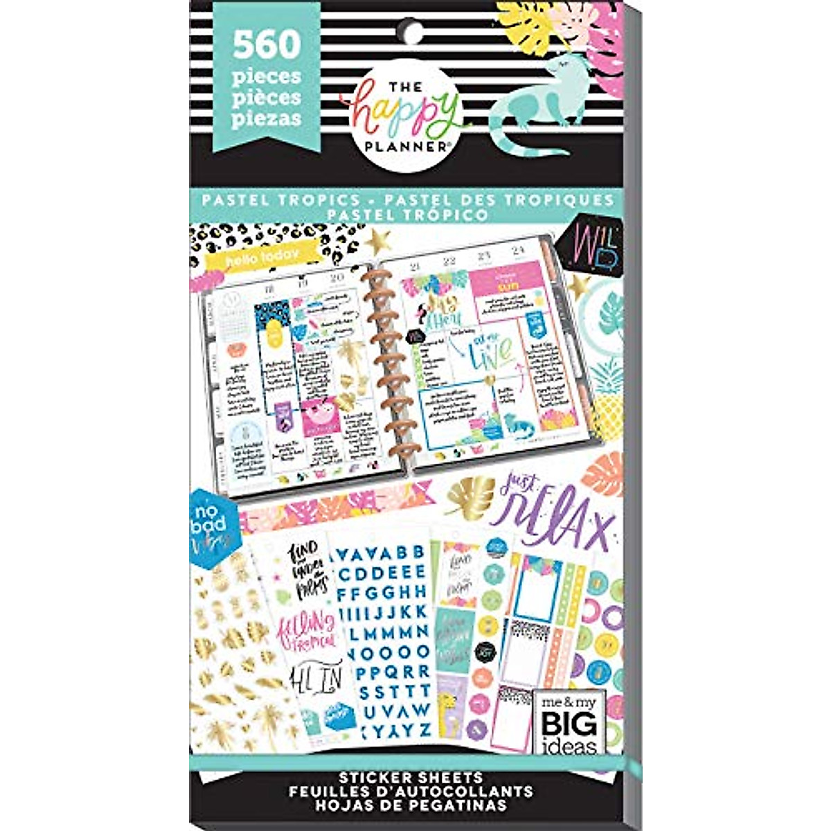 me & my BIG ideas Sticker Value Pack - The Happy Planner Scrapbooking Supplies - 30 Sheets of Stickers - Pastel Tropics Theme - Multi-Color Stickers - Great for Projects & Albums - 560 Stickers Total