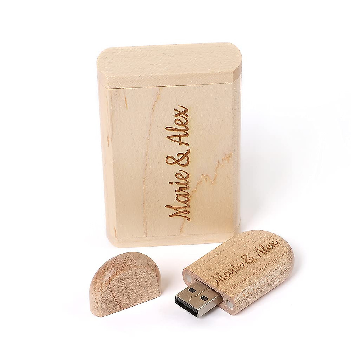 Customized Personalized U Disk 2G, 8G, 16G, 32G, 64G Logo Gift Commemorative Custom Logo Wooden USB Flash Drive, Personal Gift, Party Wedding (64G, Maple)
