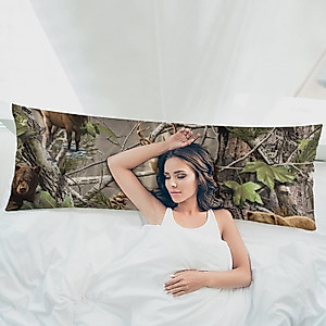 Camo Deer Camouflage Hunting Pillowcase for Body Pillow Long Soft Throw Pillow Case Cover for Bed Couch 20"x54"