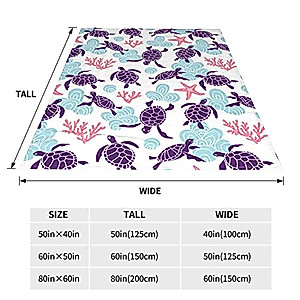 Sea Turtle Blanket Cozy Soft Throw Blanket for Couch Sofa Bedding Living Room, Warm Plush Flannel Blankets for Boys Girls Men Women 50"x40"