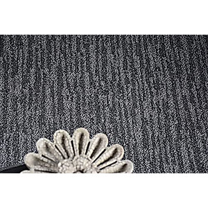 Furnish my Place Abstract Contemporary Stripes Modern Plush Two Tone High Low Pattern Rug, Abstract Rug, Pet-Friendly Rug, Contemporary Rug, Made in USA - Easy Fit Light Grey, 18" x 36" Half Round