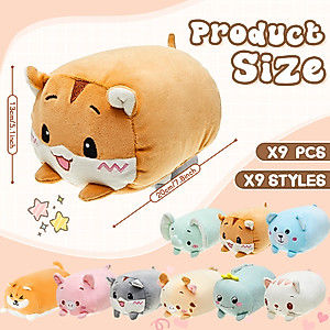 9 Pieces Christmas Plush Toys Set 8 Inch Elephant, Deer Hamster Panda Pig Dinosaur Plush Stuffed Animals Cuddly Cute Body Pillow Soft Cartoon Hugging Toy for Boys Girls Xmas Gift Bedding,sleeping