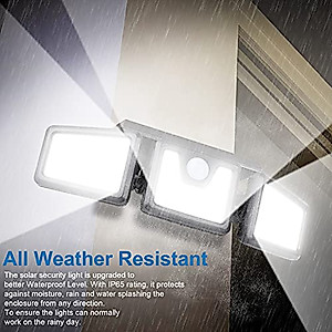 AmeriTop Solar Lights Outdoor, 2 Pack 128 High Brightness LED Cordless Solar Motion Sensor Lights; 3 Adjustable Heads, 270°Wide Angle Illumination, IP65 Waterproof, Security LED Flood Light(Daylight)