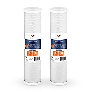 Aquaboon Whole House Water Filter Replacement Cartridge 20x4.5 inch 5 Micron - 2-PACK CTO Carbon Filter - Activated Carbon Block Filter Cartridge Compatible with EPM-20BB, CB-BB-20, 155783-43, FC25B