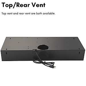 35 Inch Dual-motors Kitchen Under Cabinet Ducted/Ductless Range Hood with 3 Speed Exhaust Fan and Reusable Filters, LED Lights, Black