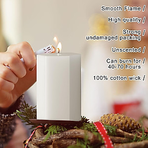 MTLEE 3 Pcs Hexagon Pillar Tall Candle Giant White 70 Hour Long Burning Time Unscented Pillar Candles Minimalism Dripless Smokeless Modern Geometric Candles Home Decor For Wedding Bathroom Living Room