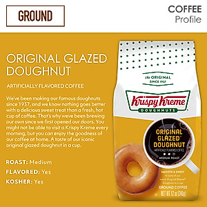 Krispy Kreme Doughnuts Original Glazed Donut Ground Coffee, Bagged 12oz