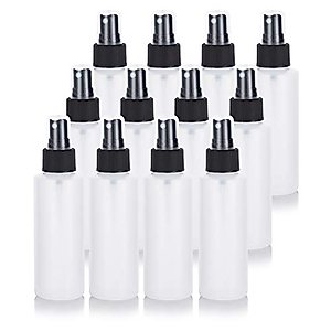 JUVITUS 4 oz / 120 ml Clear Natural Refillable Plastic Squeeze Bottle with Black Fine Mist Spray (12 pack)