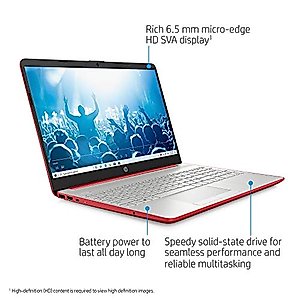 HP Notebook 15 Business Laptop I 15.6” HD SVA Display I Intel 4-Core Pentium Silver N5000 Processor I 4GB DDR4 128GB SSD I USB-C I HDMI Office365 Win10 Red + 32GB MicroSD Card